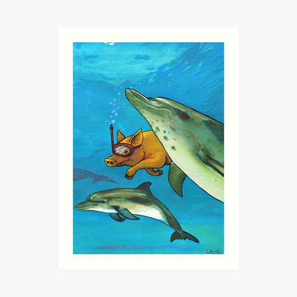 "PIG - THE DOLPHINS" Art Print for Sale by RikBerry | Redbubble