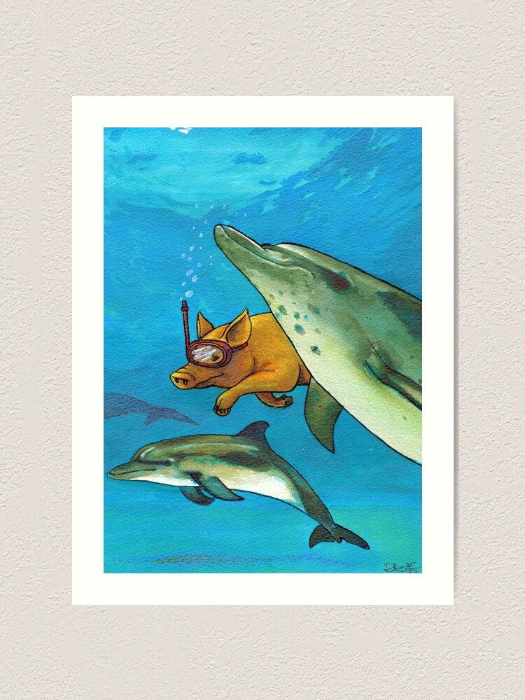 "PIG - THE DOLPHINS" Art Print for Sale by RikBerry | Redbubble