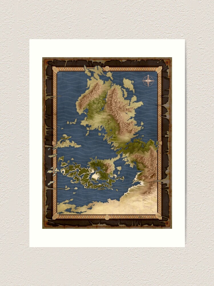 "Cartography Fantasy Map Poster BLACK EDITION - Blank Map" Art Print ...