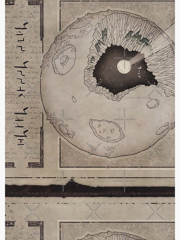 "Moon Poster - Fantasy Map with Runes" Spiral Notebook by Rensflow ...