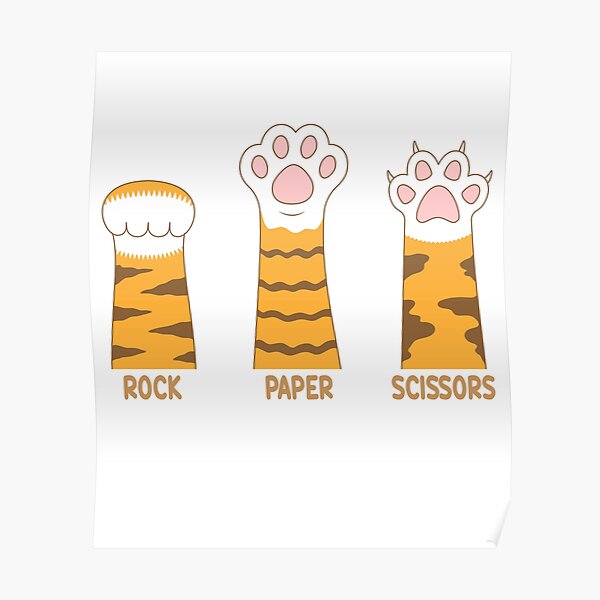 "Rock Paper Scissors Cat Paw" Poster for Sale by Bafalo | Redbubble