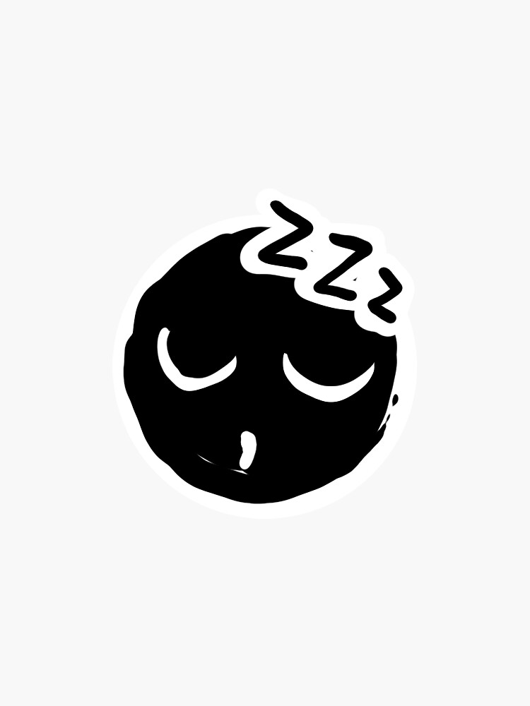 "Zzz Sleepy Face Sticker - Black " Sticker by Rensflow | Redbubble