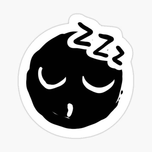 "Zzz Sleepy Face Sticker - Black " Sticker by Rensflow | Redbubble