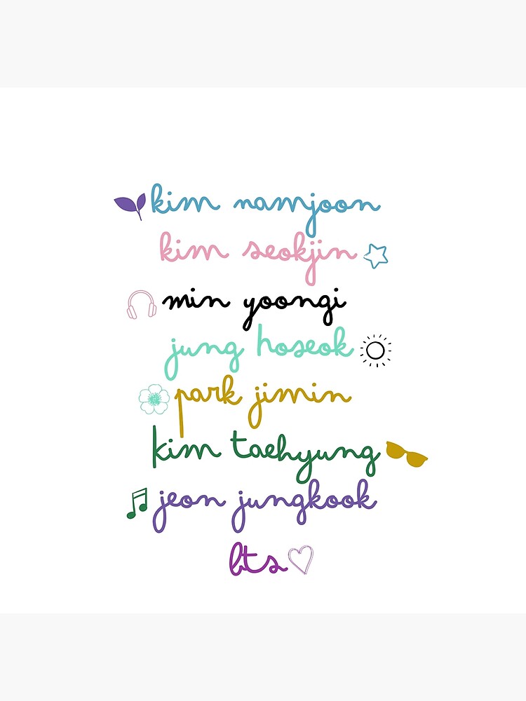 "BTS NAMES" Poster for Sale by Darelila | Redbubble