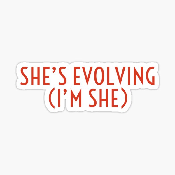 "She is evolving in red typography" Sticker for Sale by Abbara | Redbubble
