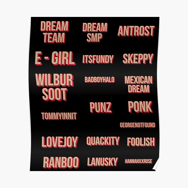 "dream smp all members names" Poster by Funkteezz | Redbubble