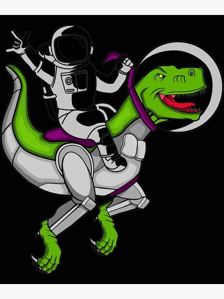 Póster «Astronauta montando dinosaurio T-Rex en la luna Divertido» de ...