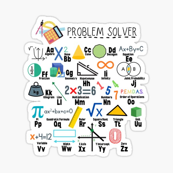 "Problem Solver Math Alphabet Math Teacher Classroom Alphabet" Sticker ...