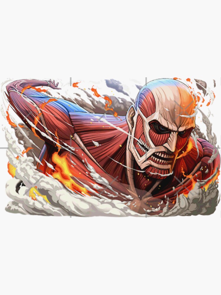 "Colossal Titan Attack On Titans Sn K Funny" Sticker by designhamza ...