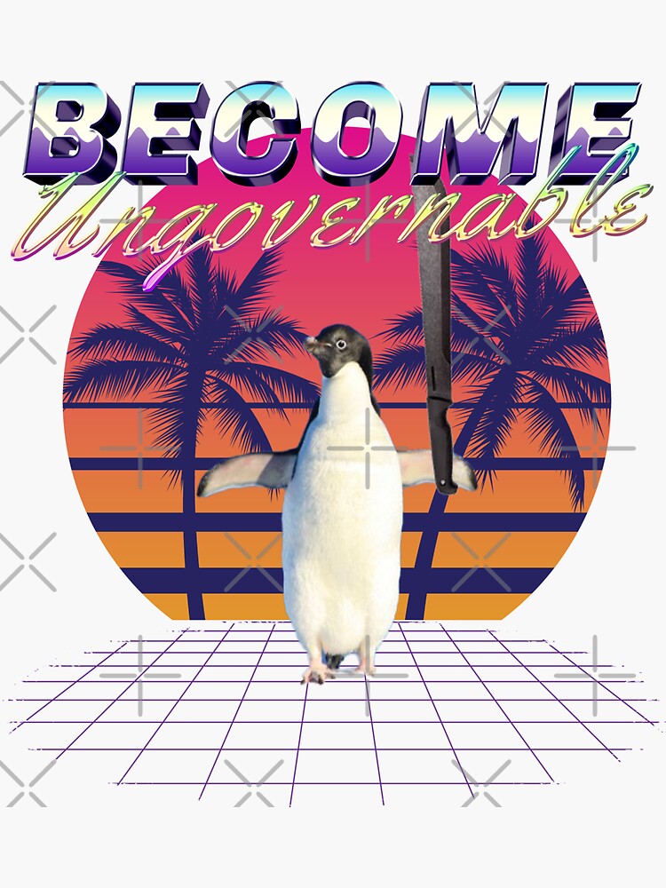 "Become Ungovernable Vaporwave Machete Penguin" Sticker for Sale by ...