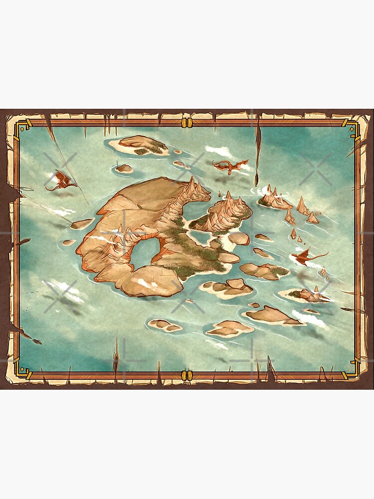 "Skull Island - Old Fantasy Map - Dragons" Art Print for Sale by ...