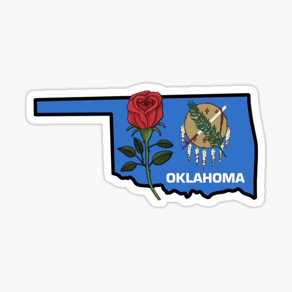 "State of Oklahoma Flag with State Flower Rose" Sticker by Gsallicat ...