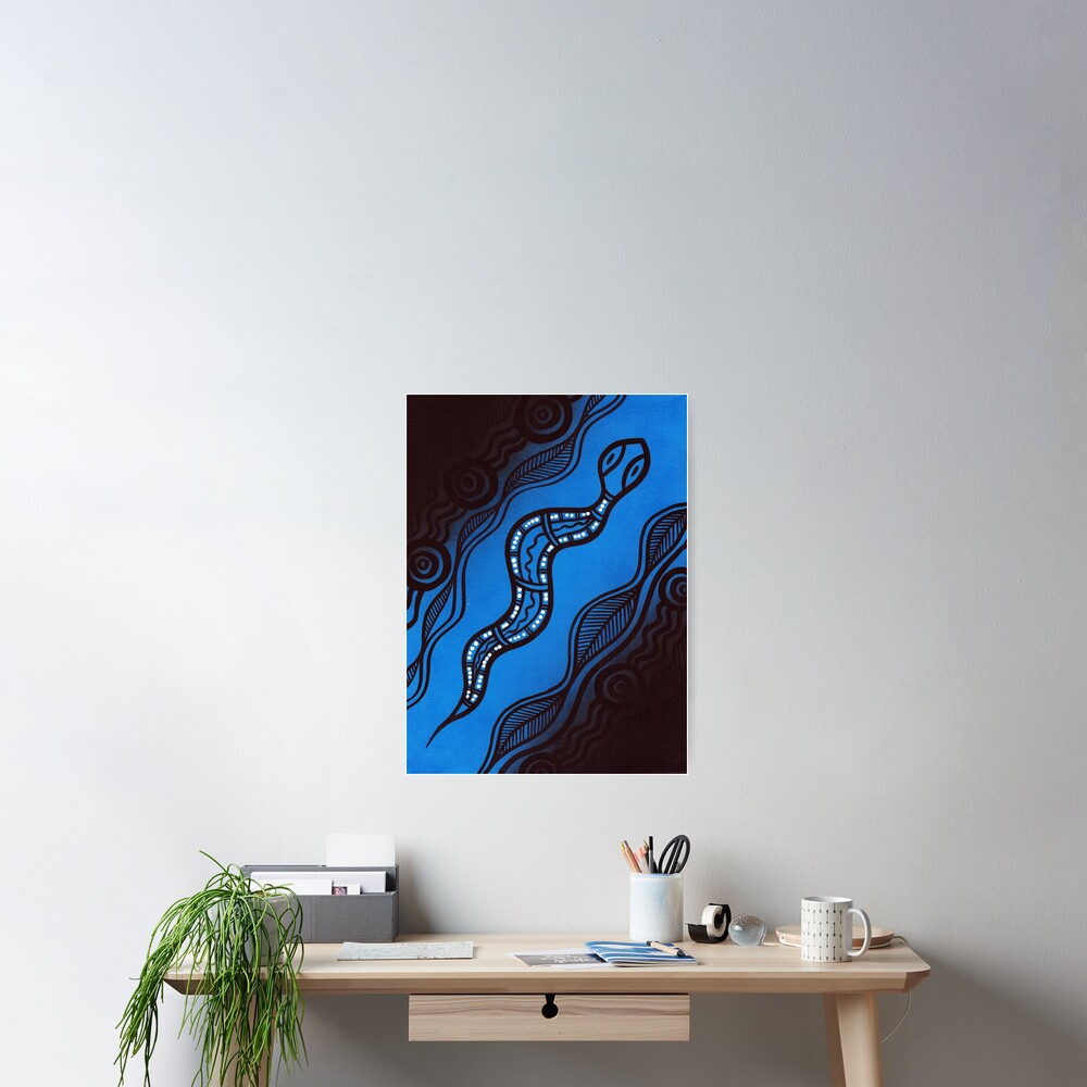 "Authentic Aboriginal Art - Snake" Poster for Sale by HogarthArts ...