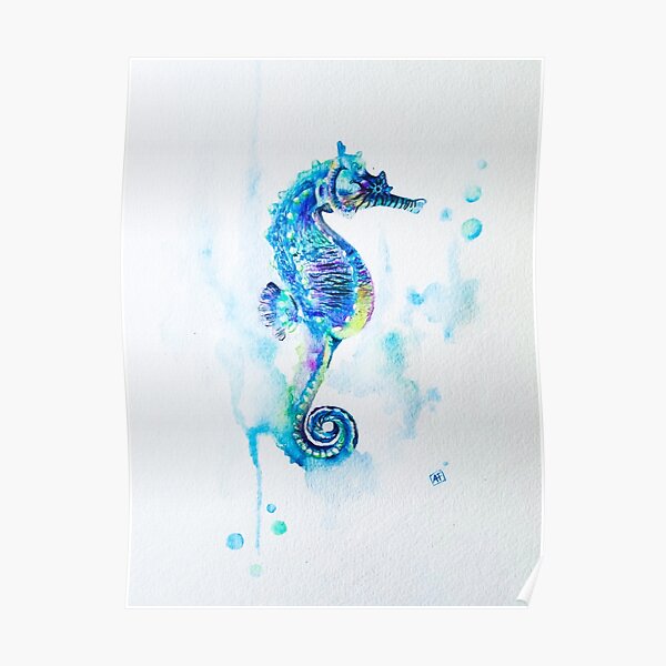 "Watercolor Seahorse" Poster for Sale by AngFrank | Redbubble