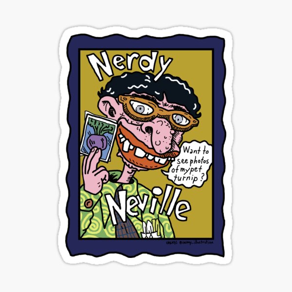 "Oddbodz Nerdy Neville" Sticker for Sale by caseycillustrat | Redbubble