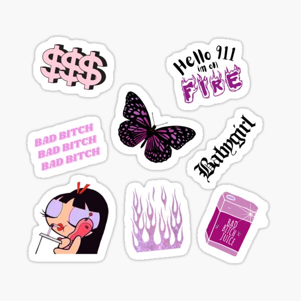 "pink baddie" Sticker by beristraw | Redbubble