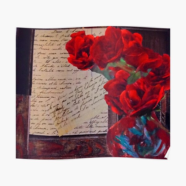 "Roses With Love| red,green,blue| Collage,Flower, Art" Poster for Sale ...