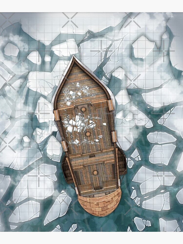 "Iced Waters Boat Grid Battle Map - Poster Quality" Poster for Sale by ...