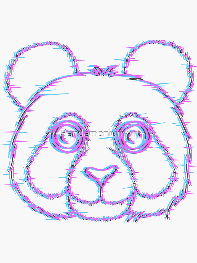 "Glitch Panda Outline" Sticker by PandamoniumArt | Redbubble