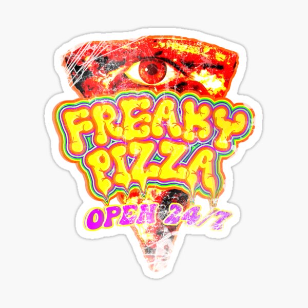 "Retro Style Freaky Pizza" Sticker for Sale by gm-w | Redbubble