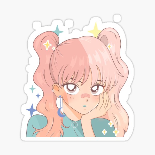 "pink hair kawaii lucy" Sticker by HeyKittyCo | Redbubble