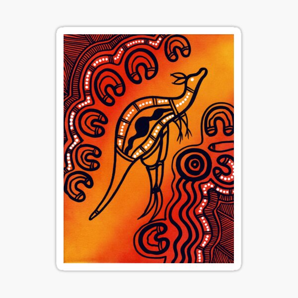 "Authentic Aboriginal Art - Kangaroo" Sticker for Sale by HogarthArts ...