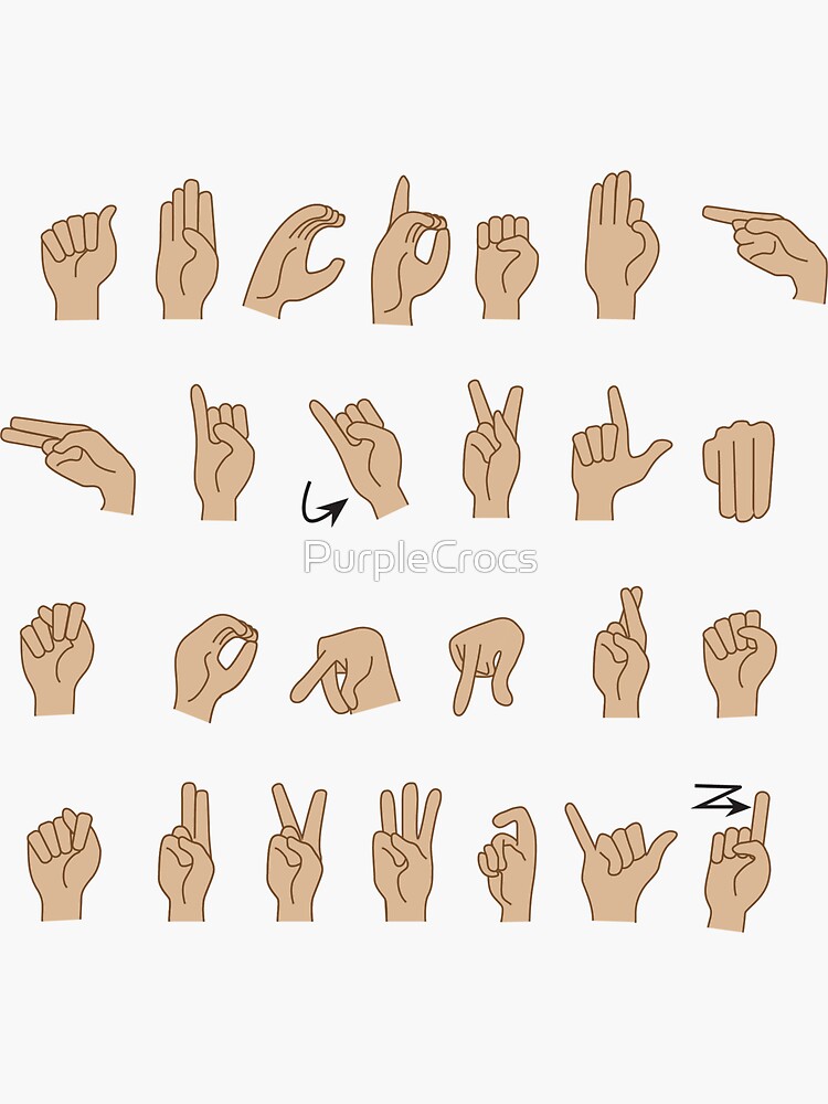 "Sign Language Alphabet" Sticker for Sale by PurpleCrocs | Redbubble