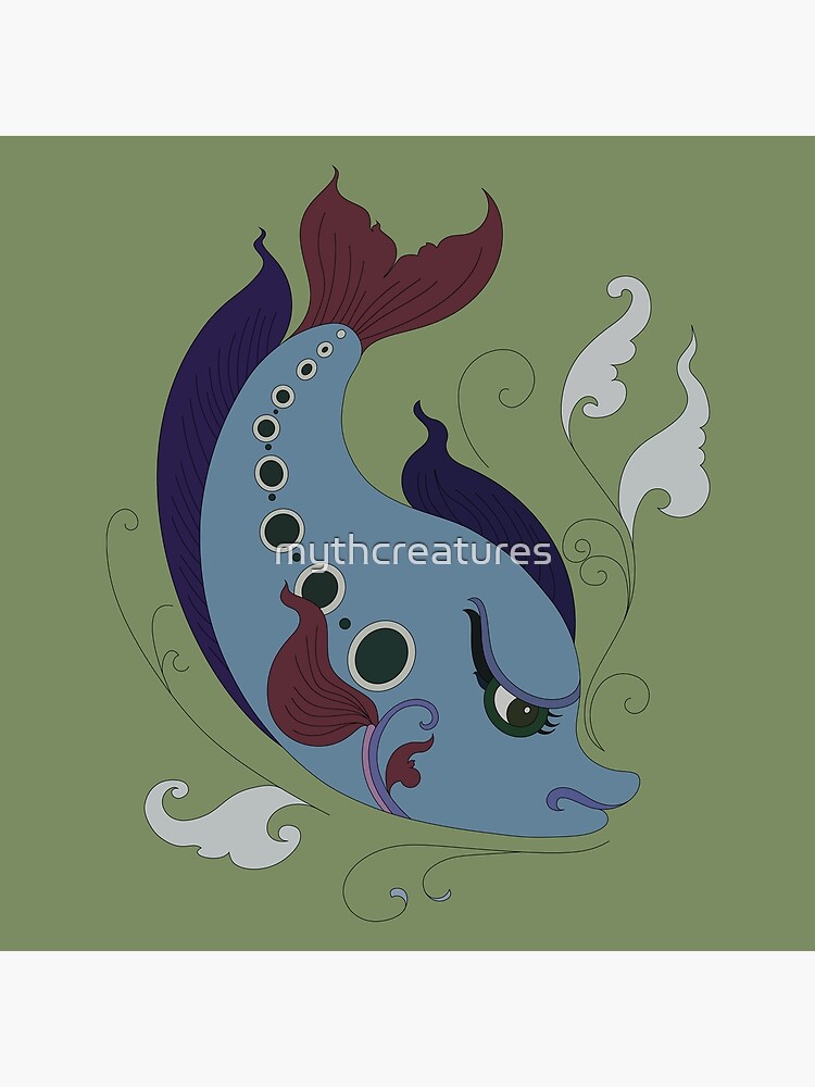 "Line Thai art Notopteridae fish in Himmapan Pound" Poster by ...