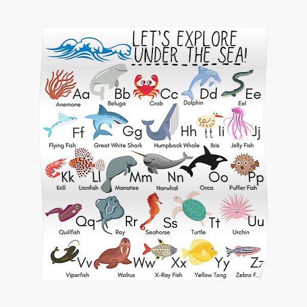 "Under the Sea Ocean Animals Alphabet Classroom ABC" Poster for Sale by ...