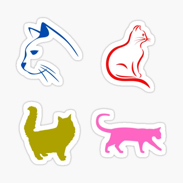 "Set Of Colourful Cat Profiles" Sticker by joybelledesigns | Redbubble