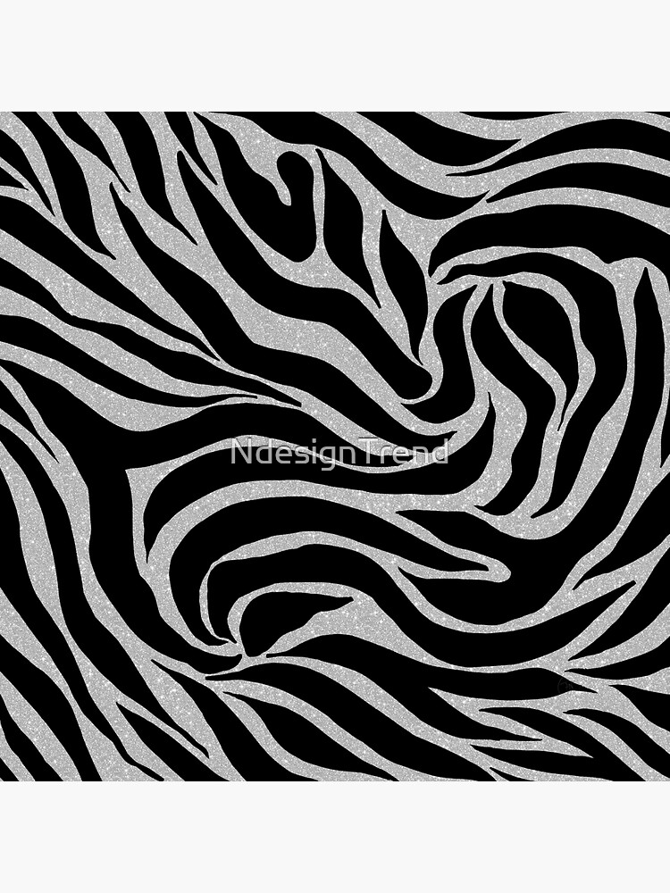 "Elegant Black Glitter Silver Zebra Animal Print" Sticker by ...