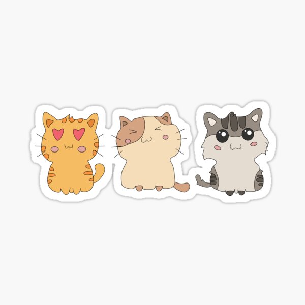 "Kawaii Cute Adorable Cat Friends" Sticker by Color-Sparkle | Redbubble