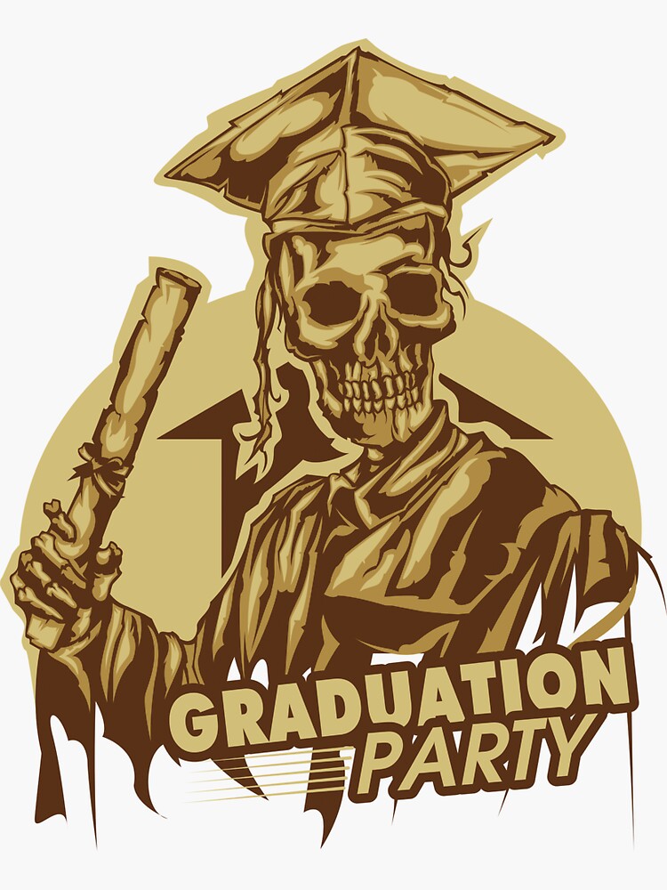 "Graduated skeleton" Sticker for Sale by BilalPOD | Redbubble