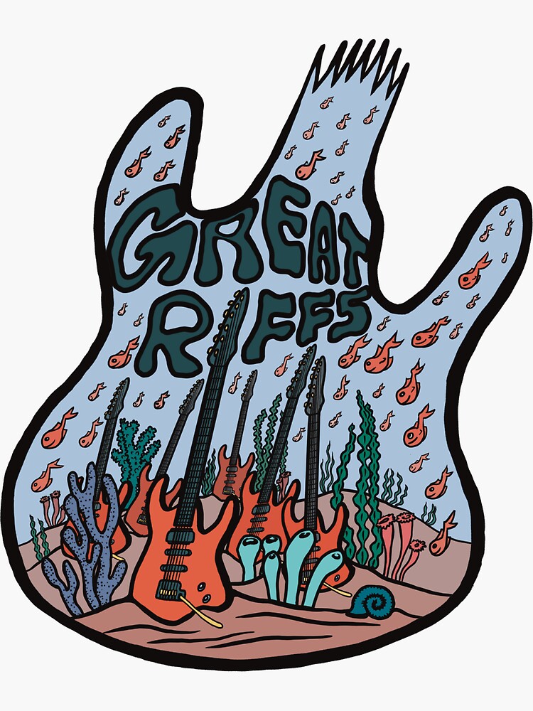 "Great riffs" Sticker for Sale by MichaelasPoster | Redbubble