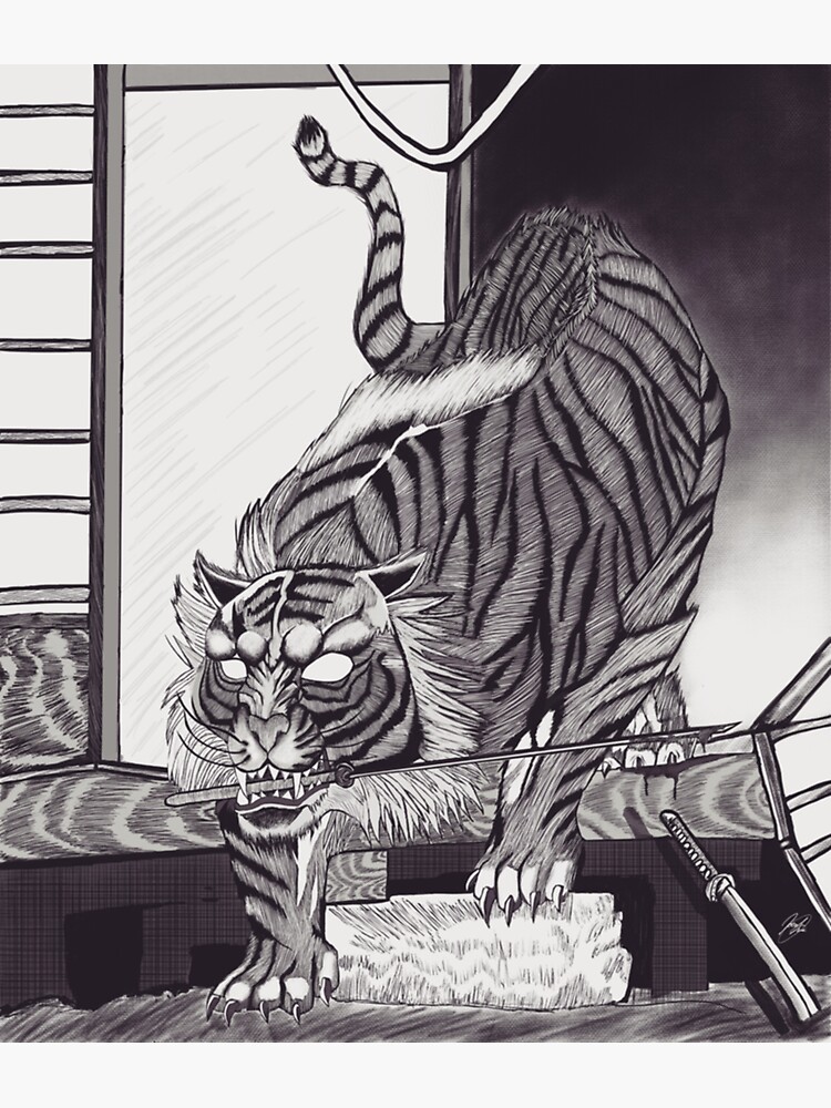 "Shigurui Tiger Sticker" Sticker by TobiasPannier | Redbubble