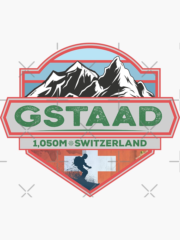 "Gstaad Ski Switzerland Skiing Alps Sticker T-Shirt 02" Sticker for ...