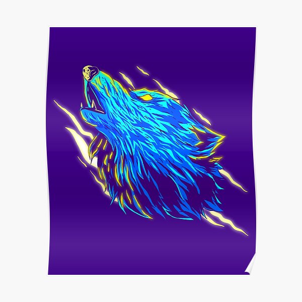 "blue wolf face" Poster by Whirx | Redbubble