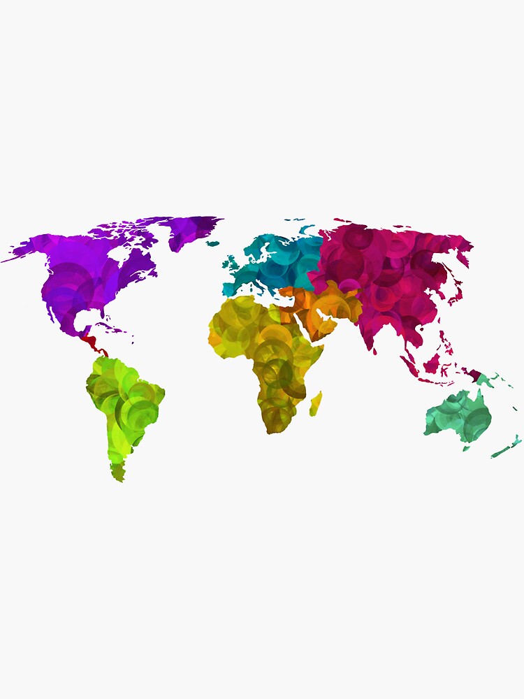 "Rainbow Continents World Map" Sticker by EmDigitalArtist | Redbubble
