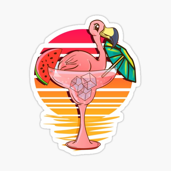 "Flamingo Cocktail Vaporwave Retro 1980s and 1990s" Sticker by ...