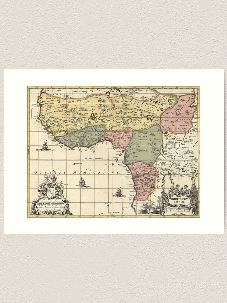 Lámina artística «El reino de los negros 1680-1700 | Mapas antiguos de ...