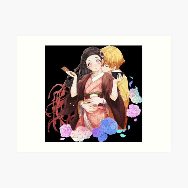 "nezuko and zenitsu kiss anime lovers" Art Print by filal | Redbubble