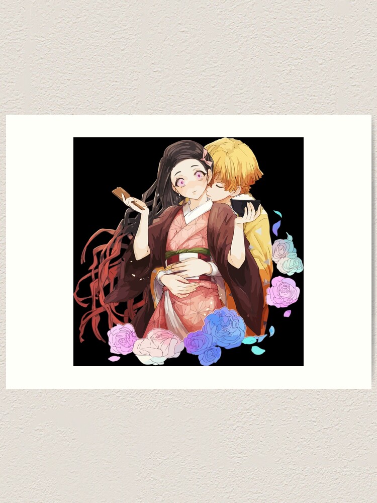 "nezuko and zenitsu kiss anime lovers" Art Print by filal | Redbubble