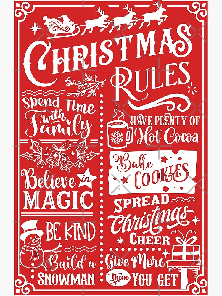 "Christmas Rules for 2021" Poster for Sale by ZazasDesigns | Redbubble