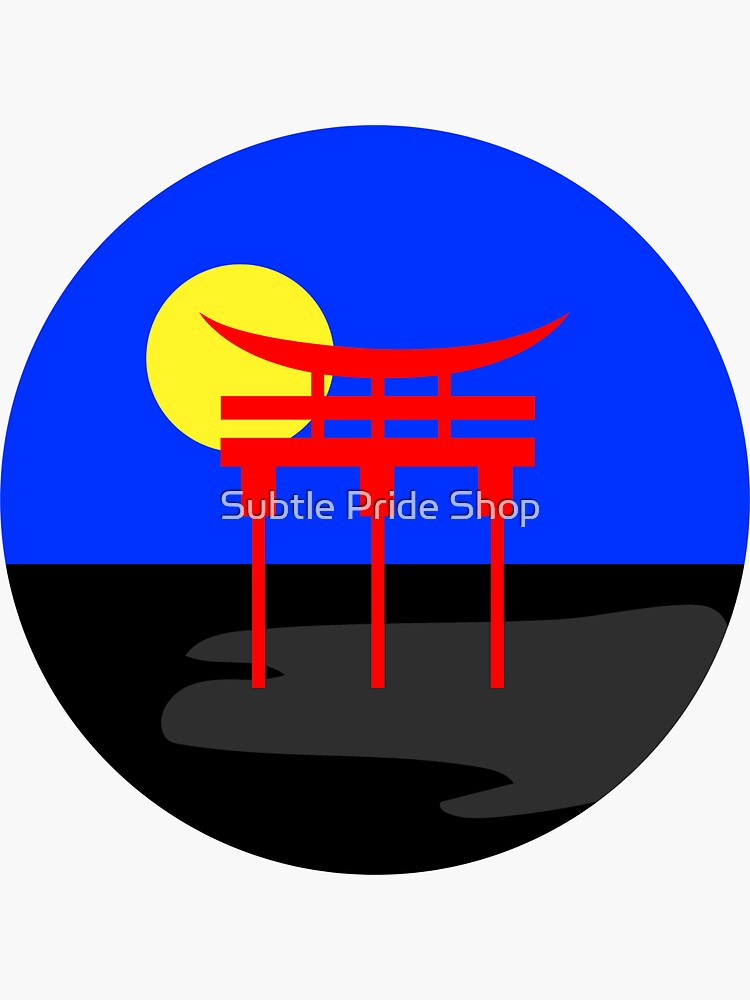 "Japanese Torii Gate Landscape Polyamorous. Polyamory Pride" Sticker by ...