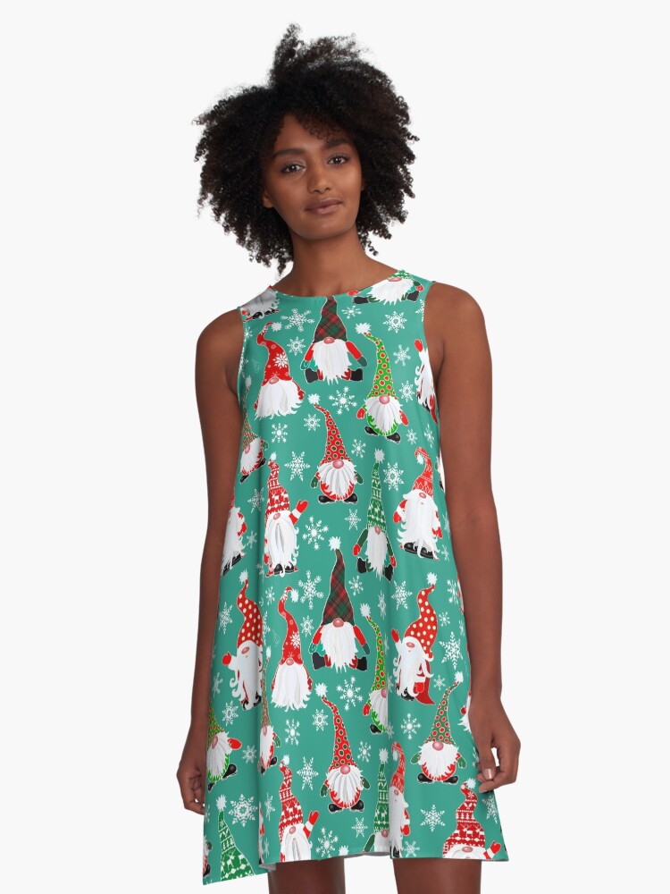 Christmas Gonk pattern A Line Dress for Sale by Claire Perry Redbubble