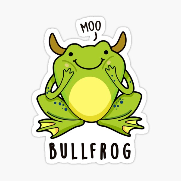 "Bull Frog Cute Animal Frog Pun" Sticker by punnybone | Redbubble