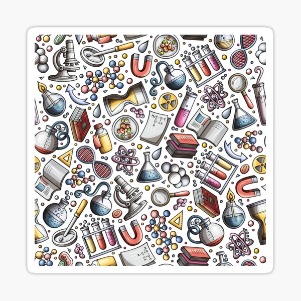 "Cartoon Science Items " Sticker by JennileeArt | Redbubble