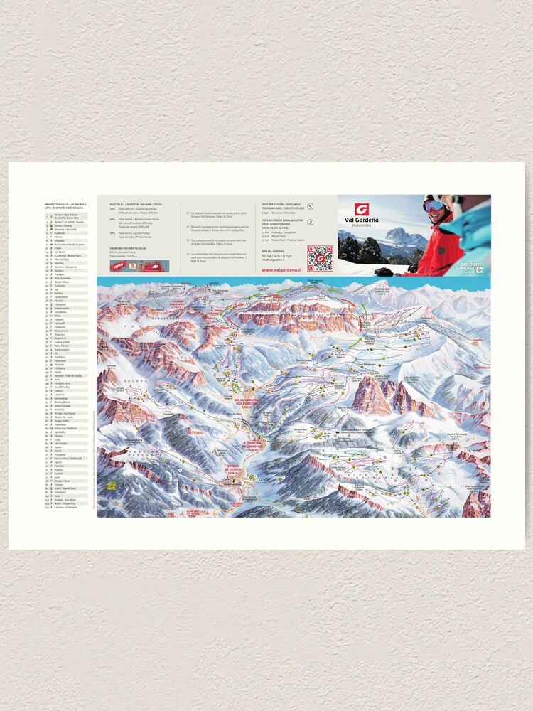 "Val Gardena Ski Area Map" Art Print by fungus50 | Redbubble