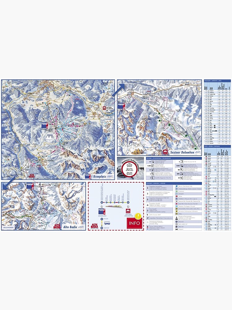 "Dolomiti SuperSki Kronplatz Ski Area Map" Art Print by fungus50 ...