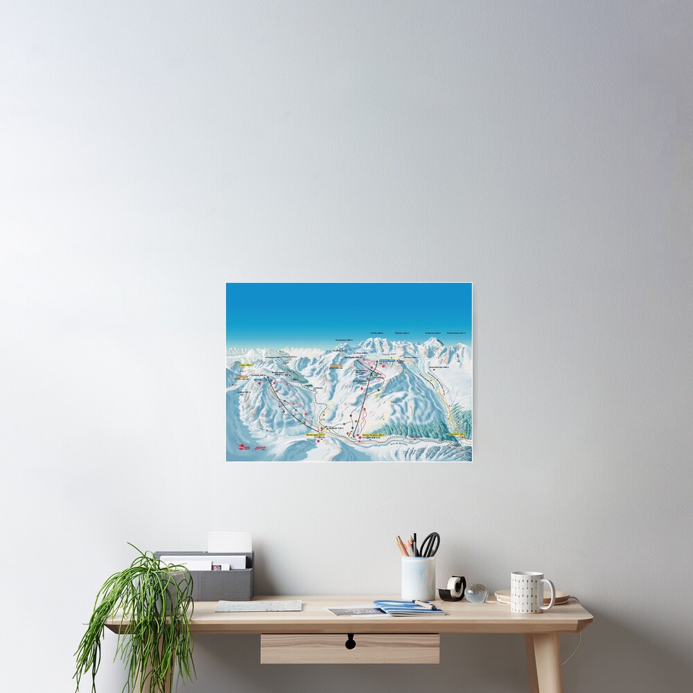 "St. Moritz Diavolezza Ski Area Map" Poster by fungus50 | Redbubble